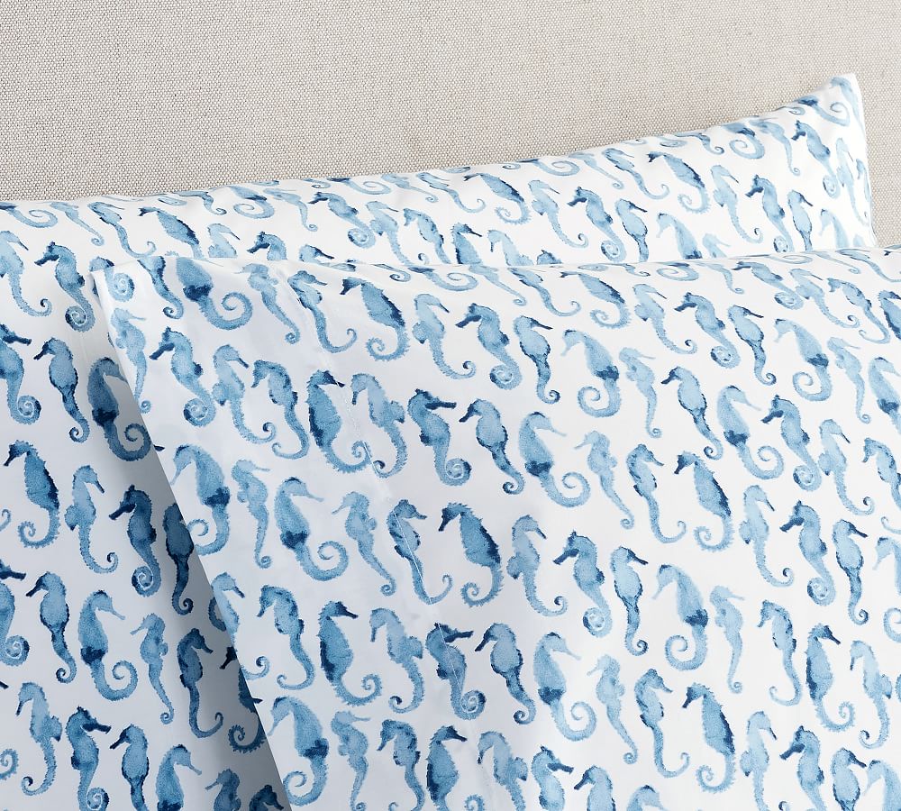 Seahorse Print Percale Sheet Set | Pottery Barn