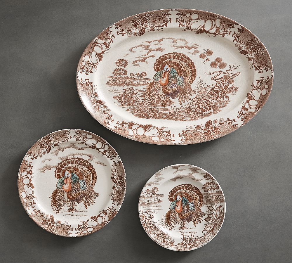 Traditional Turkey Salad Plate, Set of 4 | Pottery Barn
