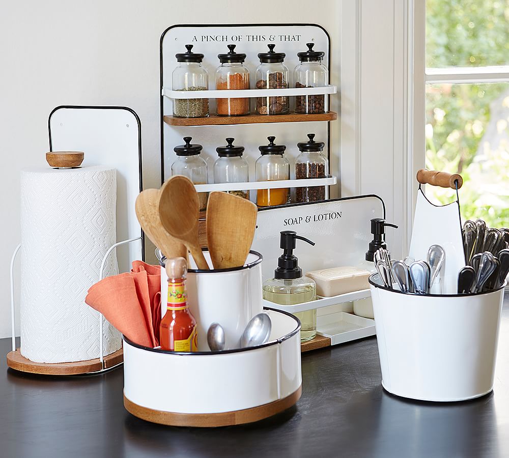 Enamel Flatware Caddy | Kitchen Accessories | Pottery Barn
