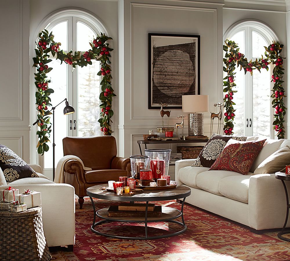 Outdoor Christmas Ornament Magnolia Wreath & Garland - Red | Pottery Barn