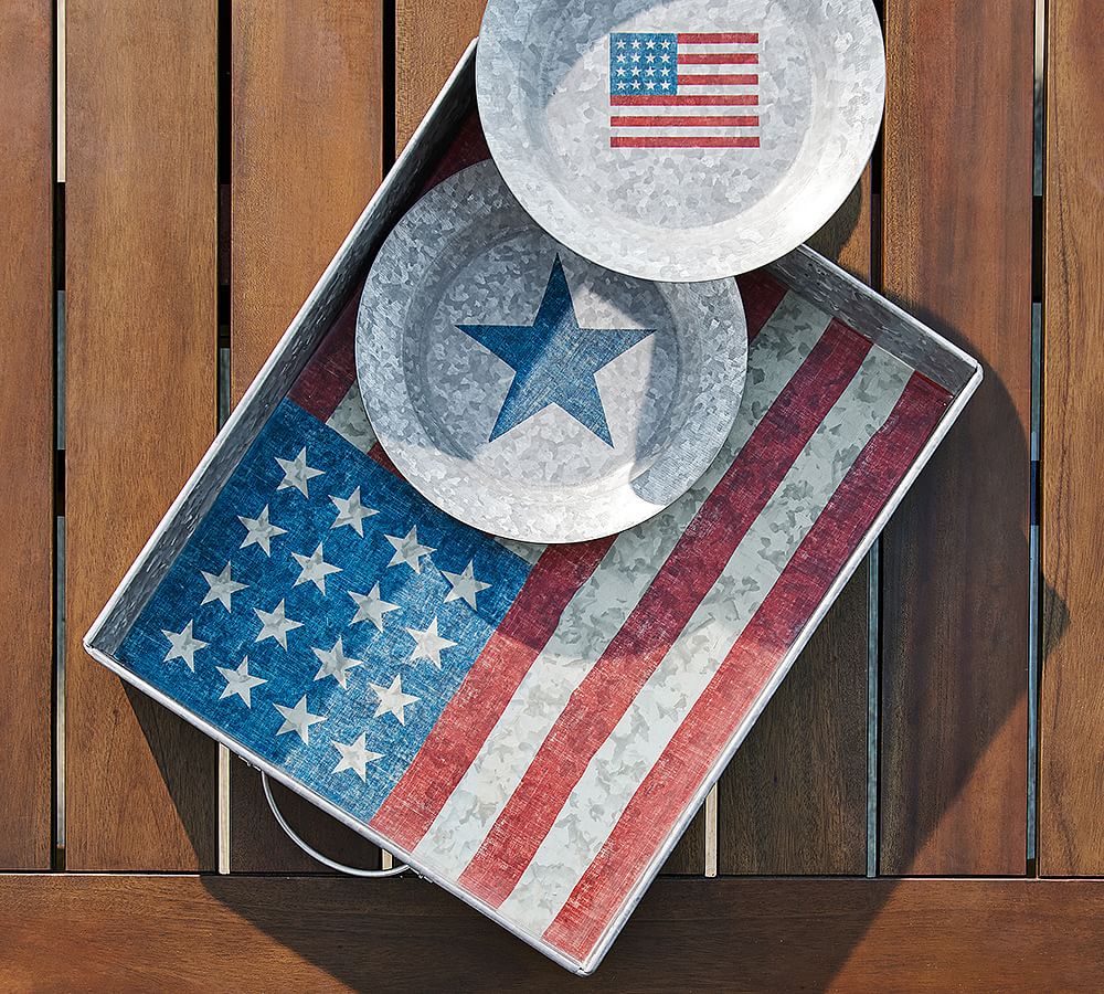 Galvanized Americana Serving Tray | Pottery Barn