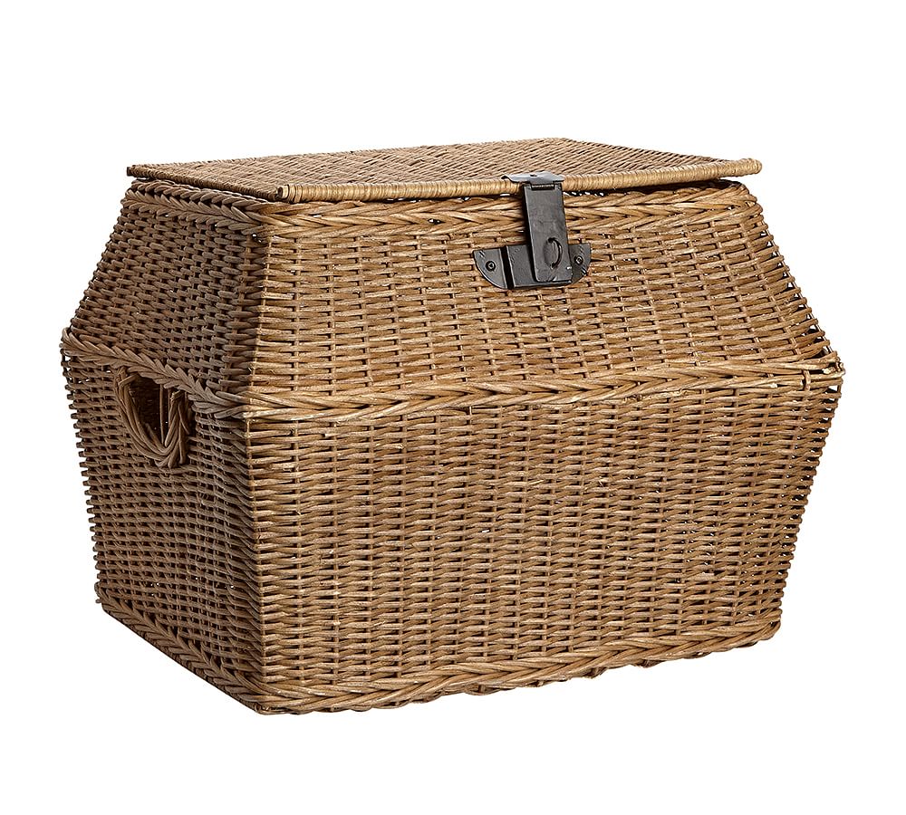 Jacquelyne Angled Lidded Storage Basket | Pottery Barn