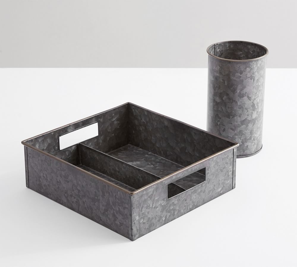 Galvanized Organizing Bins - Set of 2 | Pottery Barn