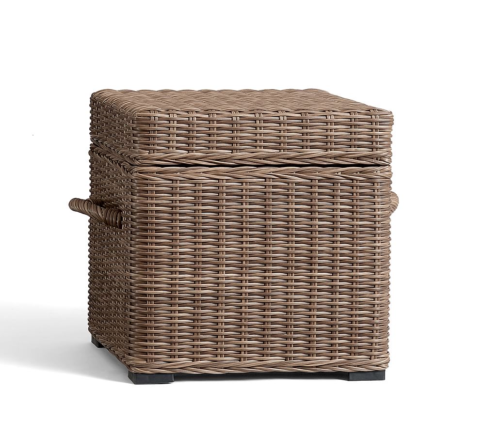 Torrey All-Weather Wicker Cube, Natural | Pottery Barn