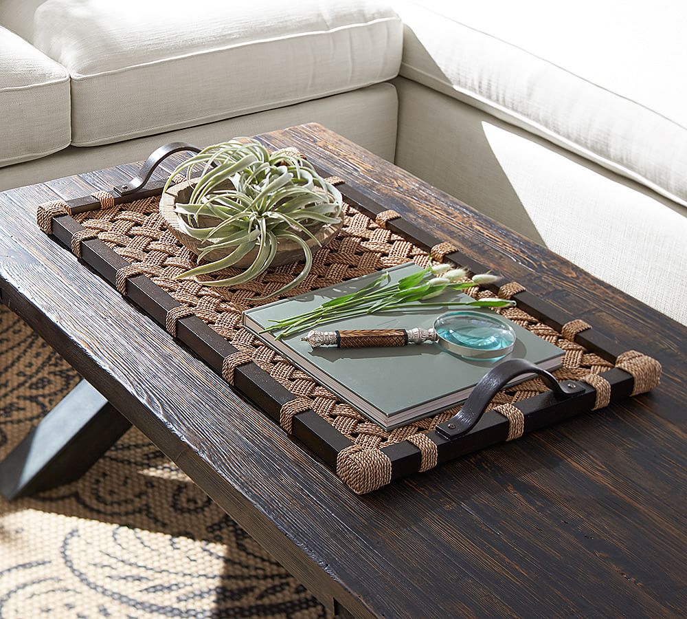 Large Flat Weave Rope Tray | Pottery Barn