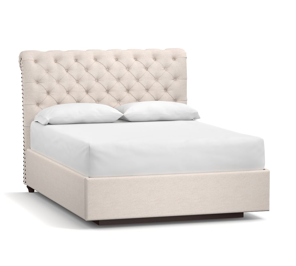 Chesterfield Tufted Upholstered Platform Bed with Footboard or Side ...