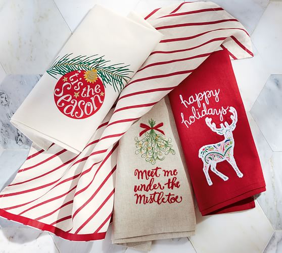 Meet Me Under The Mistletoe Guest Towel | Pottery Barn