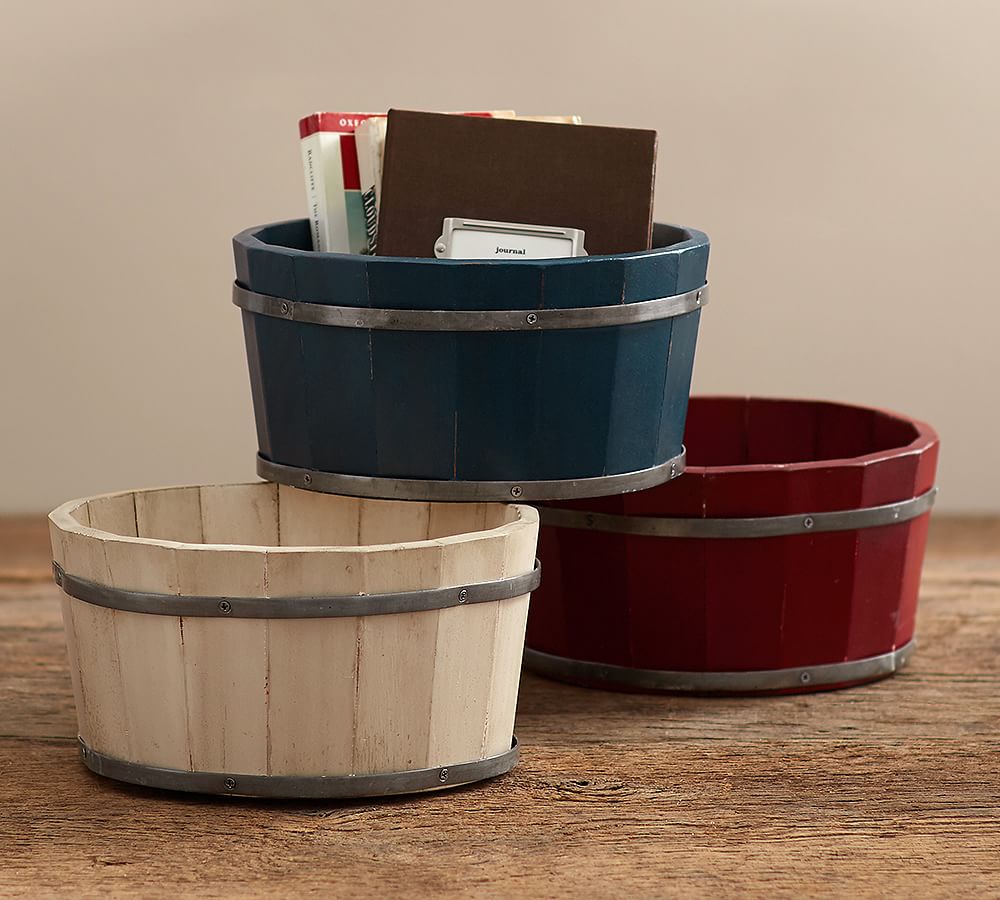 Wood Bucket Catchalls | Pottery Barn