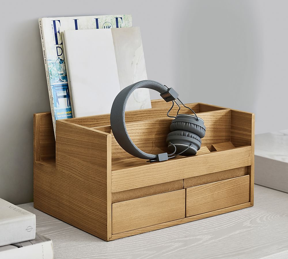 Folsom White Oak Desktop Organizer | Pottery Barn
