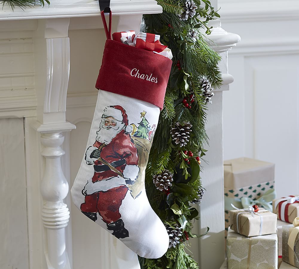 Painted Santa Claus Stocking | Pottery Barn