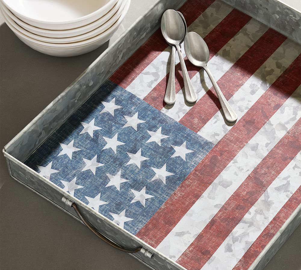 Galvanized Americana Serving Tray | Pottery Barn