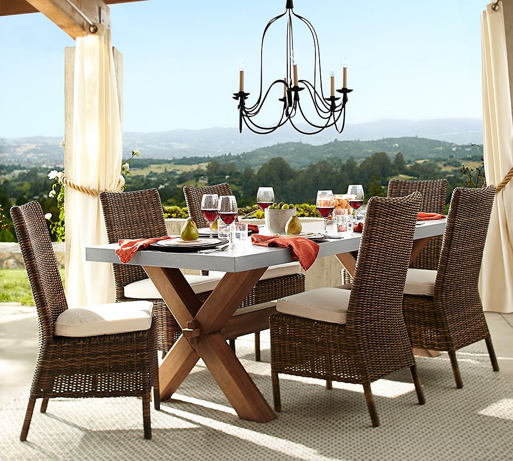 Abbott 84" Concrete & FSC® Acacia Rectangular Dining Table, Brown ...