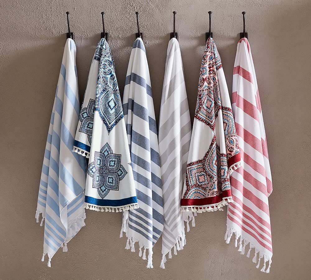 Amaia Round Beach Towel - Red | Pottery Barn