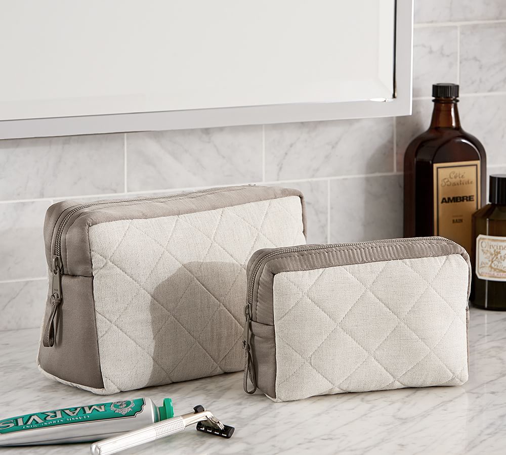Quilted Linen & Silk Makeup Bags - Set of 2 | Pottery Barn