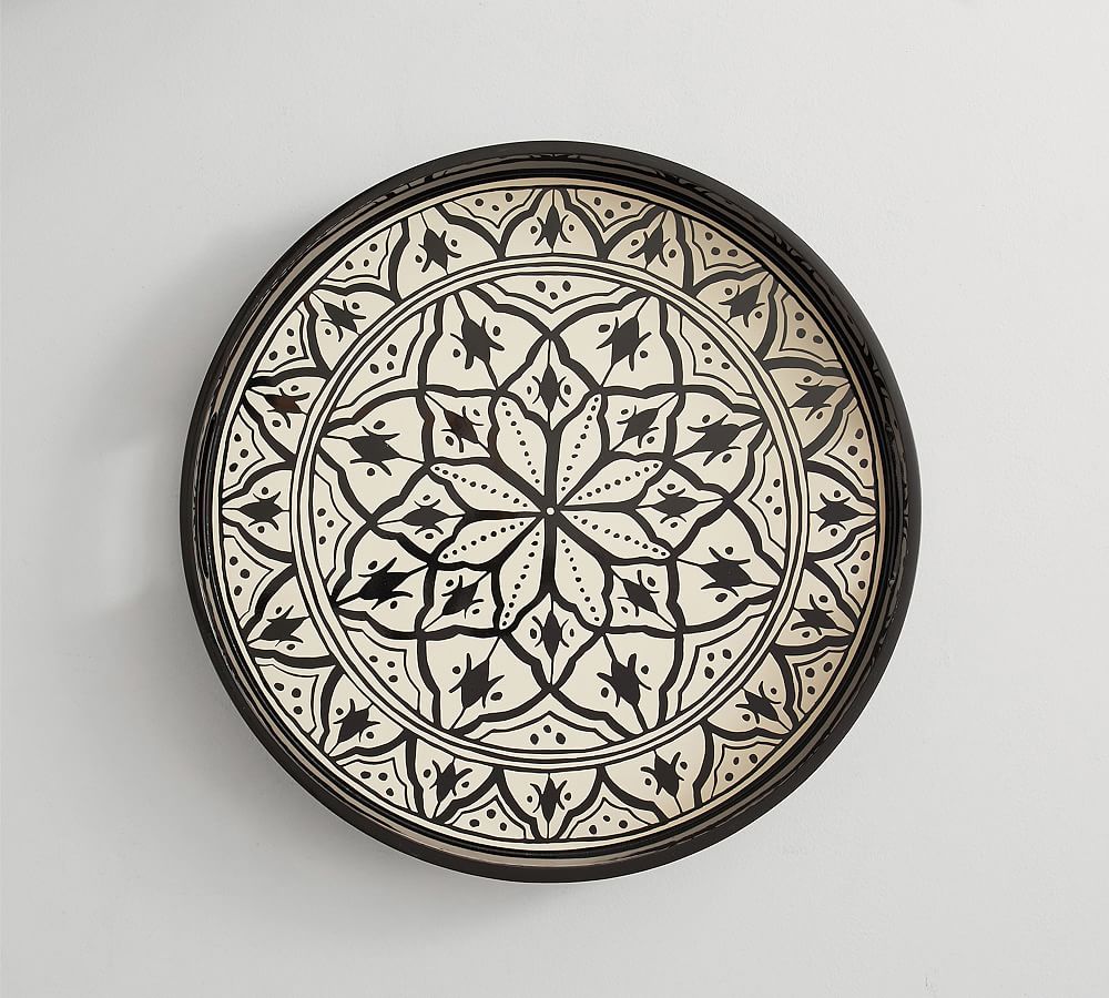 Marrakesh Handcrafted Round Lacquer Serving Tray | Pottery Barn