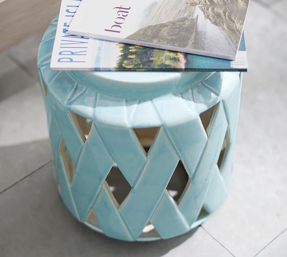 Lattice Ceramic Outdoor Side Table | Pottery Barn
