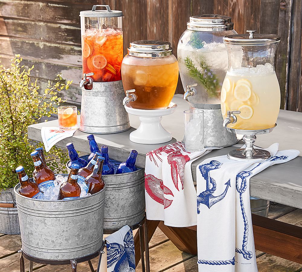 Galvanized Drink Dispenser Stand | Pottery Barn