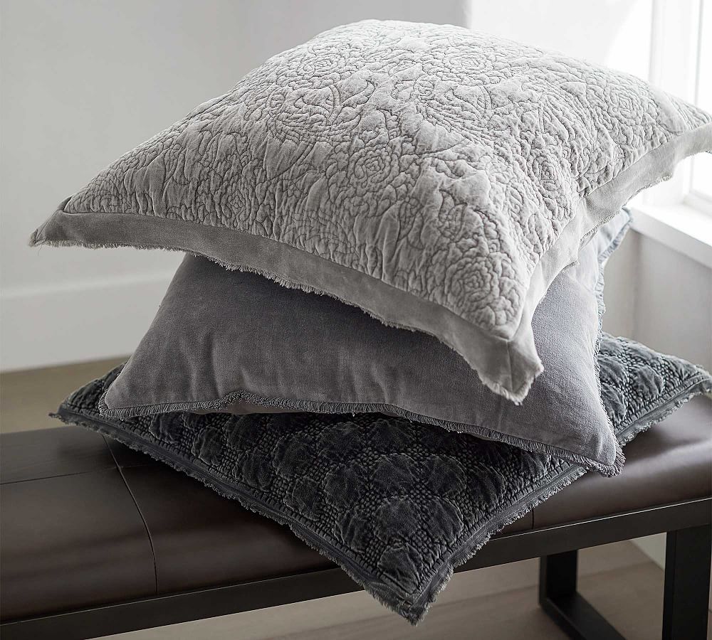 Velvet Fringe Pillow Shams - Classic Ivory | Pottery Barn