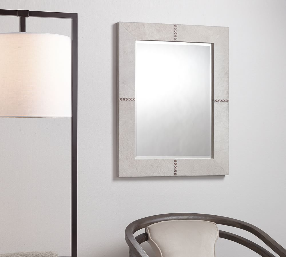 Aaden Leather Rectangular Wall Mirror | Pottery Barn