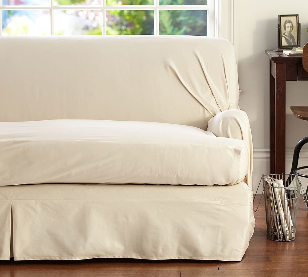 Separate Seat T-Arm Cushion Loose-Fit Slipcover - Twill | Pottery Barn