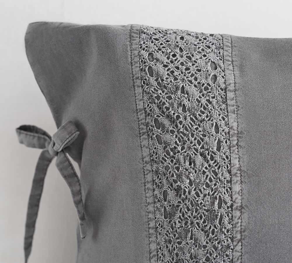 Washed Cotton with Lace Duvet Cover & Shams | Pottery Barn