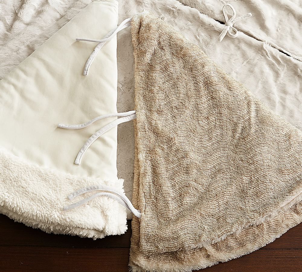 Quail Faux Fur Tree Skirt - Taupe | Pottery Barn
