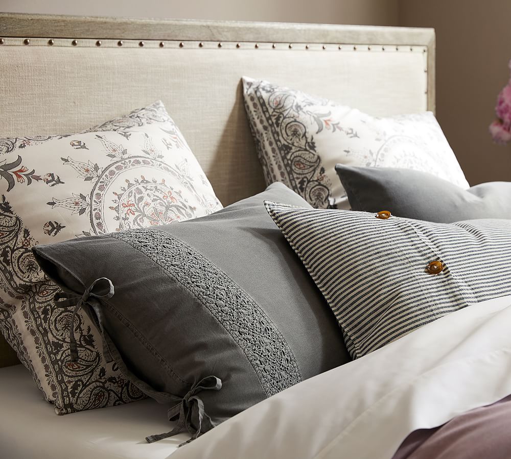 Washed Cotton with Lace Duvet Cover & Shams | Pottery Barn