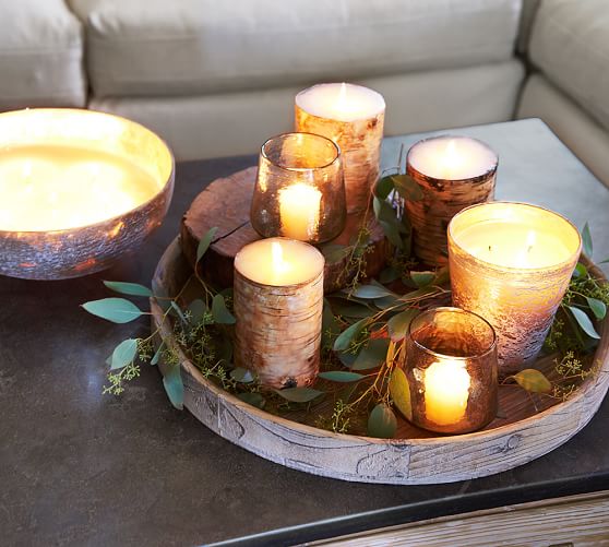 Rough Cast Mercury Glass Scented Candles - Cardamom & Vanilla | Pottery ...
