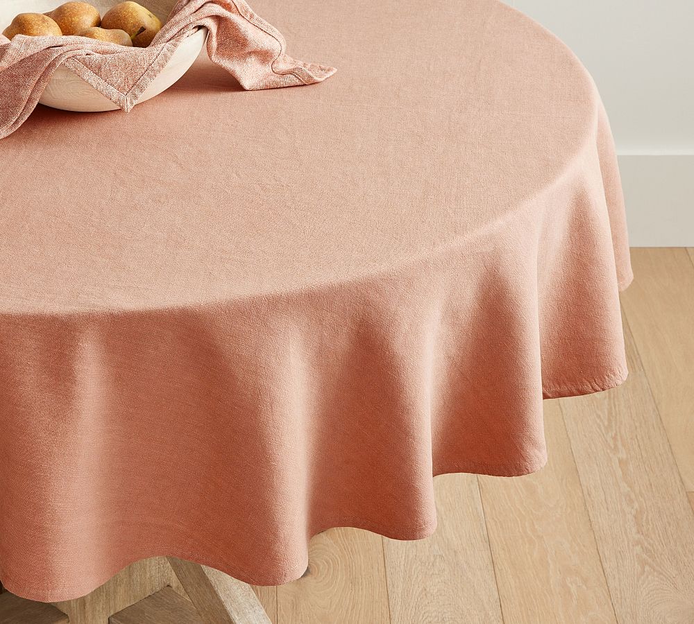 Mason Round Linen Tablecloth | Pottery Barn