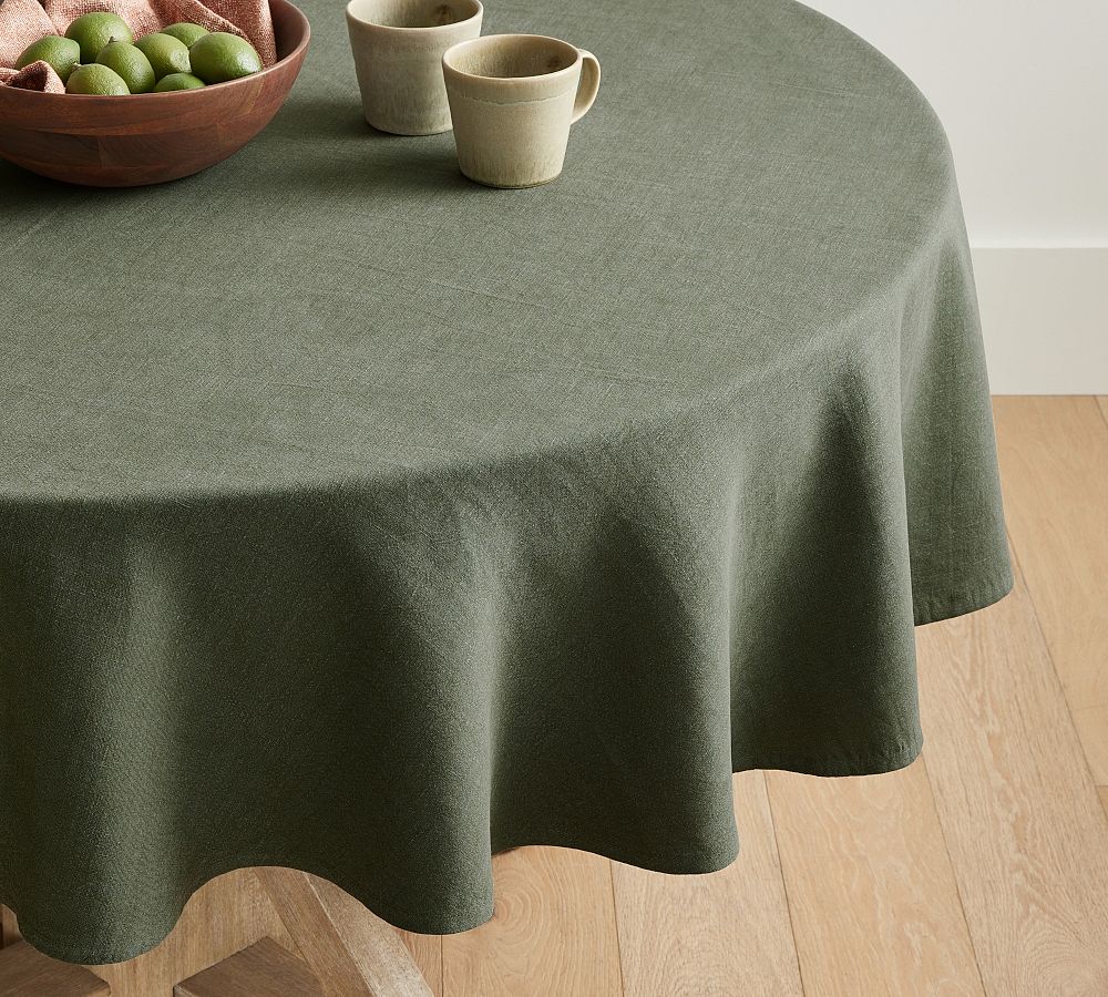 Mason Round Linen Tablecloth | Pottery Barn