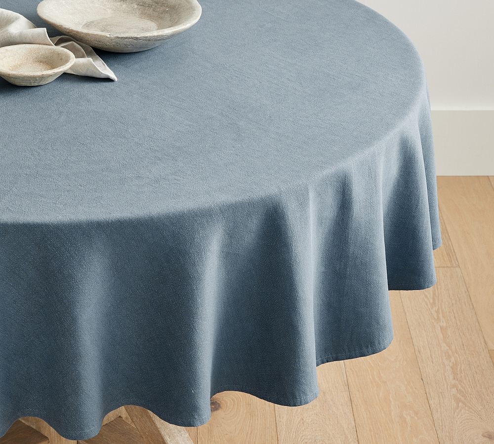 Mason Round Linen Tablecloth | Pottery Barn