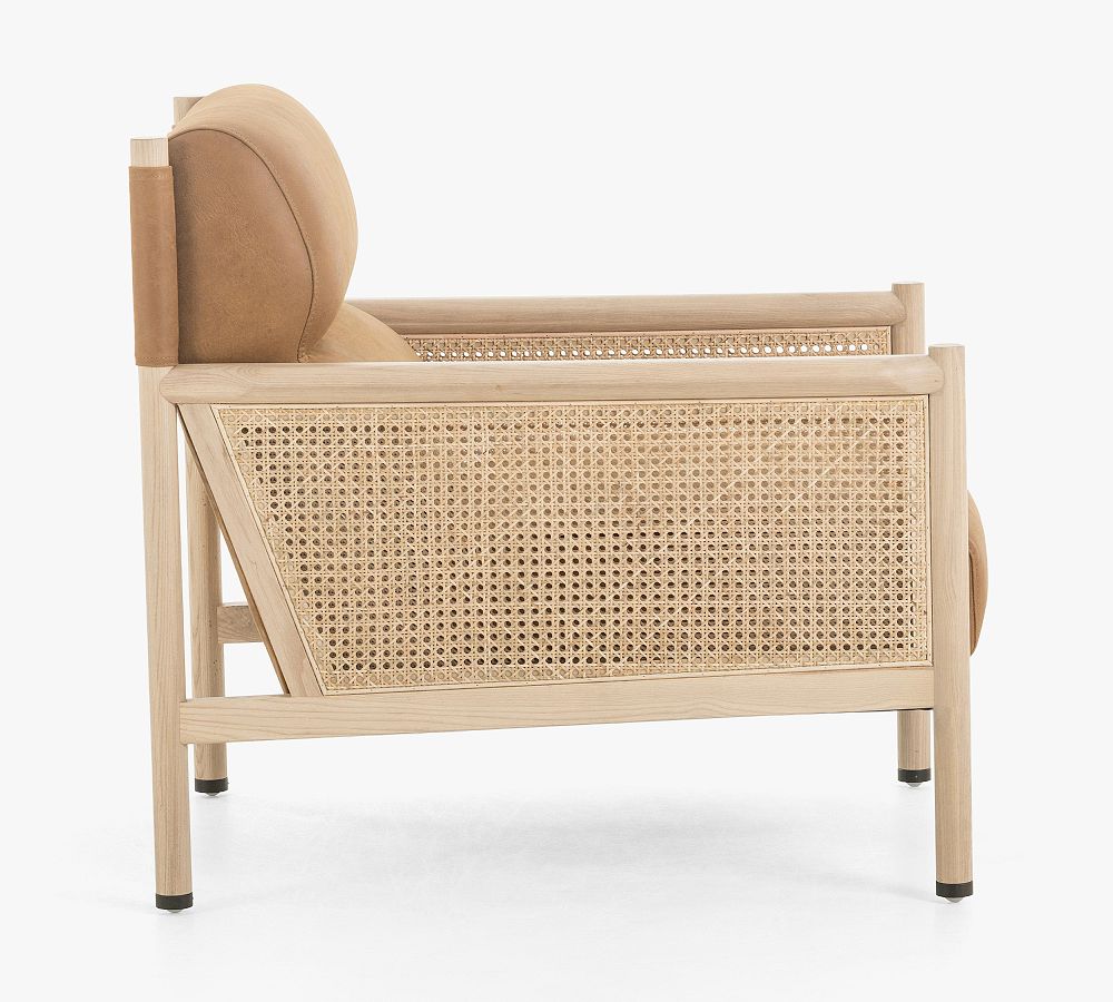 Rowan Cane Leather Armchair | Pottery Barn