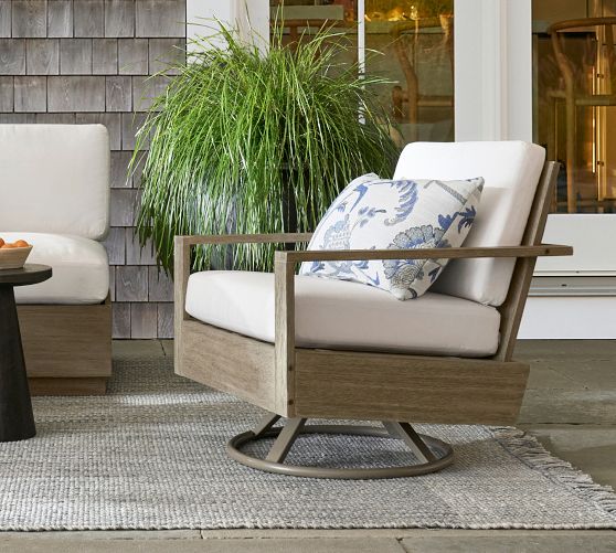 Indio FSC® Eucalyptus Swivel Outdoor Lounge Chair | Pottery Barn