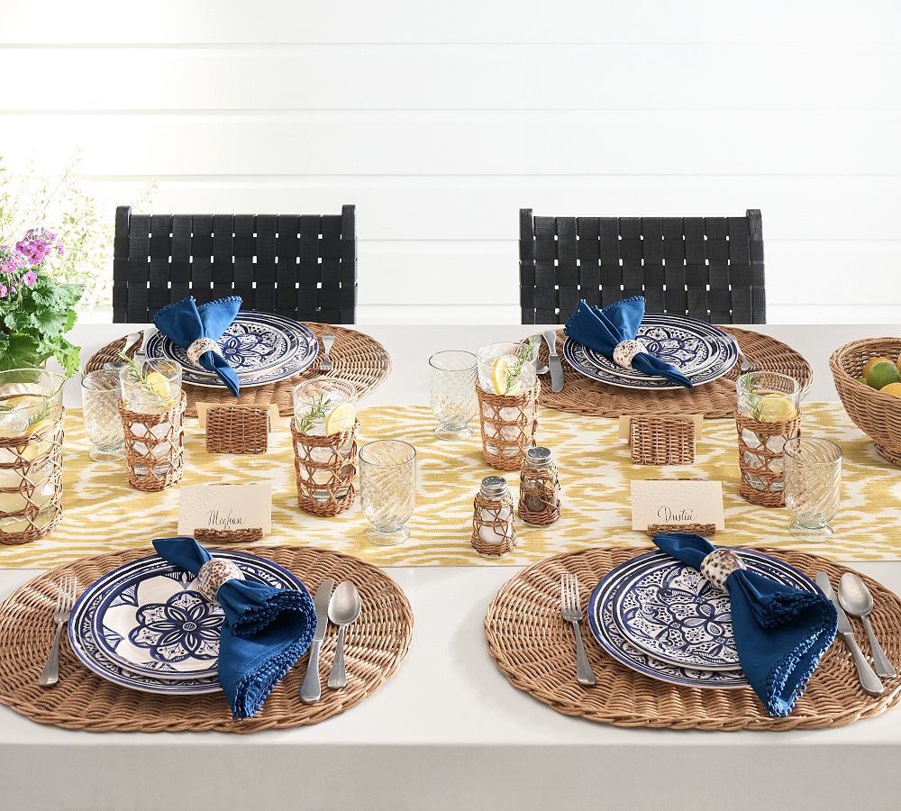 Ava Ikat Organic Cotton Table Runner | Pottery Barn