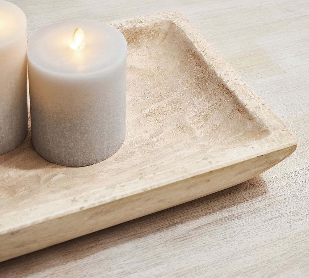 Rediscovered Natural Handcrafted Wooden Candle Trays | Pottery Barn