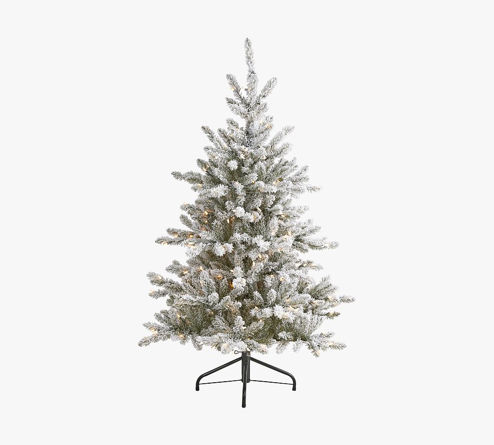 Pre-Lit Flocked West Virginia Spruce Faux Christmas Tree | Pottery Barn