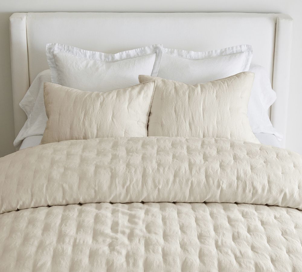 Belgian Flax Linen Tufted Quilt | Pottery Barn