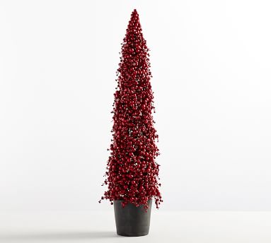 Faux Potted Berry Cluster Cone Trees | Pottery Barn
