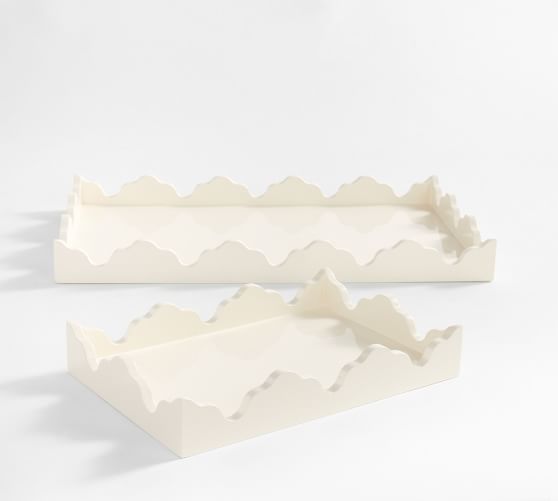 Julia Berolzheimer Scalloped Handcrafted Lacquered Trays | Pottery Barn Julia Berolzheimer Scalloped Handcrafted Lacquered Trays | Pottery Barn