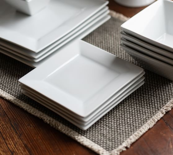 BIA Square Porcelain Dinner Plates - Set of 4 | Pottery Barn