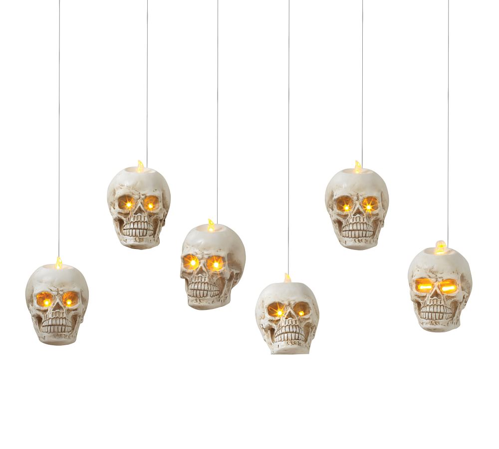 Hanging Skull LED String Lights - Set of 6 | Pottery Barn