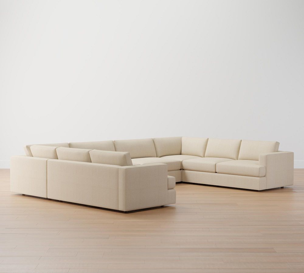 Carmel Recessed Square Arm Upholstered U Shaped Sectional | Pottery Barn