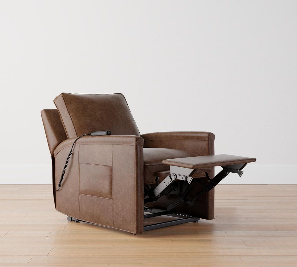 Tyler Square Arm Leather Power Lift Recliner | Pottery Barn