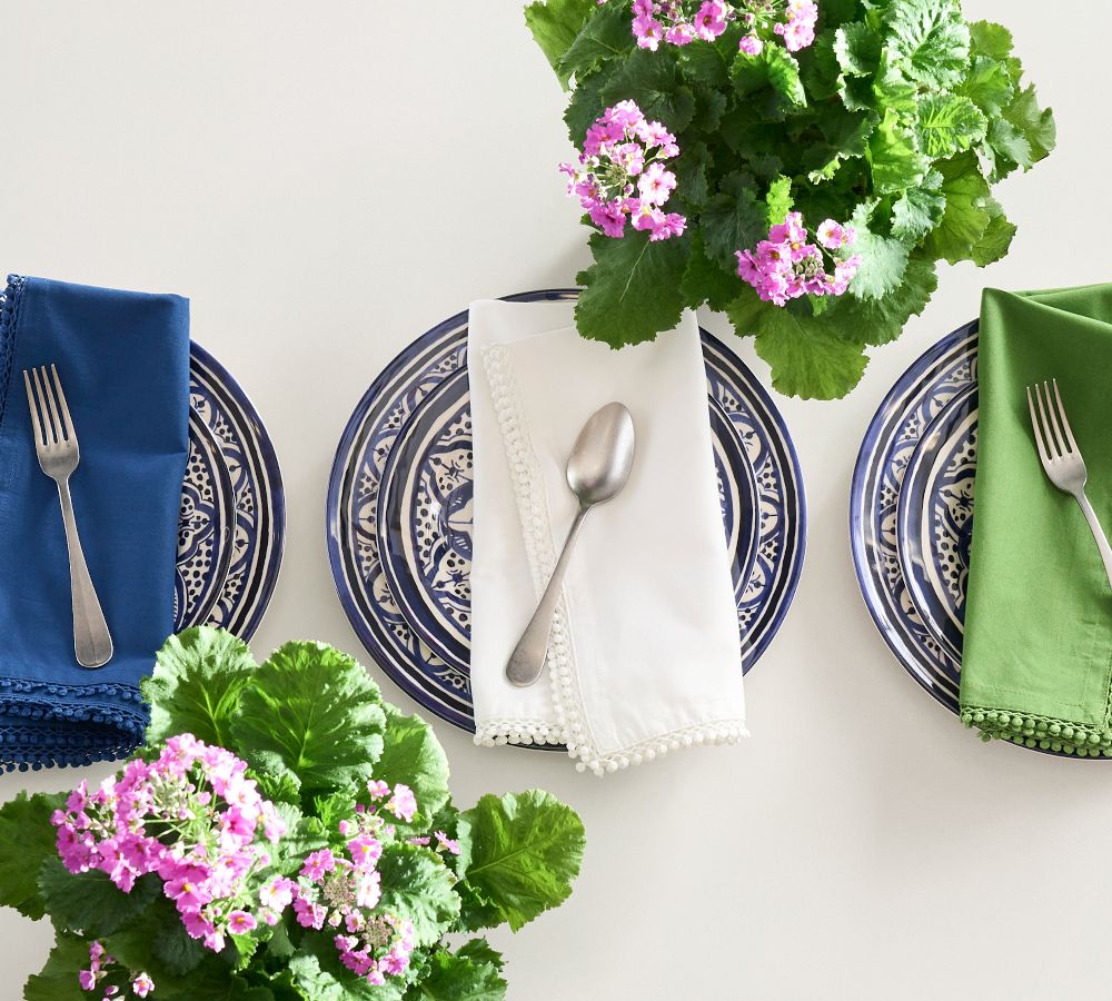 Morgan Lace Trim Organic Cotton Napkins - Set of 4 | Pottery Barn