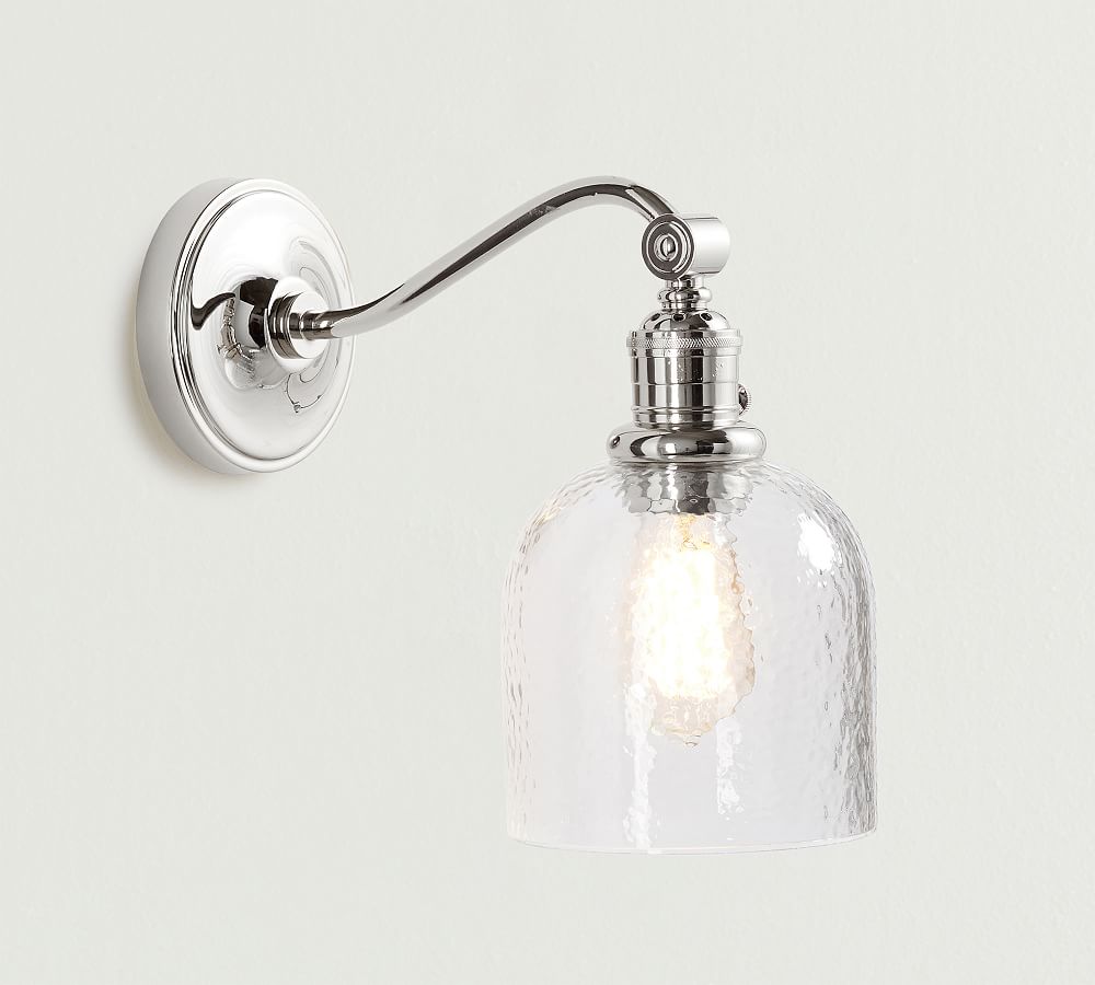 Textured Glass Curved Arm Sconce | Pottery Barn