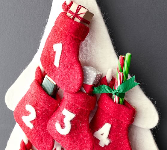 Red Stocking Wool Advent Calendar | Pottery Barn