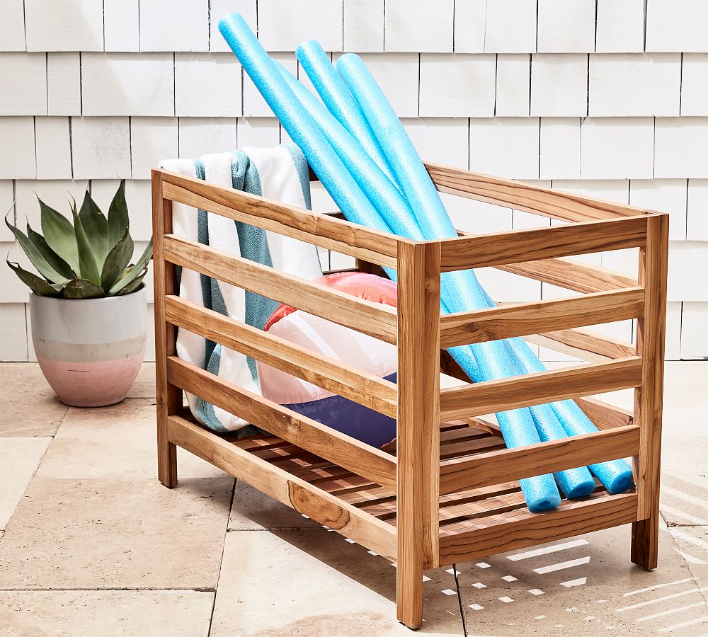 Teak Wood Outdoor Pool Storage Collection | Pottery Barn