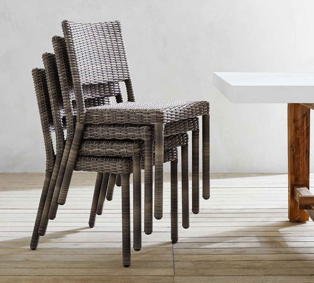 Torrey Wicker Stackable Outdoor Dining Chair | Pottery Barn
