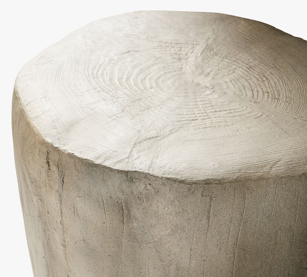 Faux Bois Round Stump Accent Table | Pottery Barn