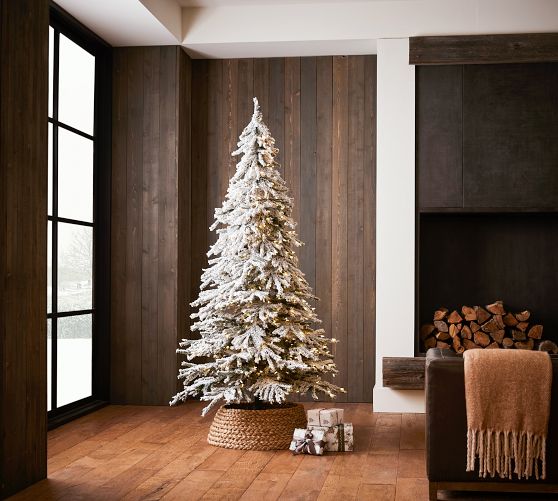 Pre-Lit Flocked Snow Pine Faux Christmas Tree | Pottery Barn